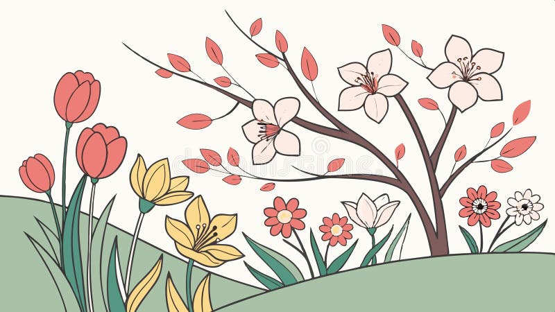 Tulips Corner Design Vector, Spring Floral Border and Colorful Design ...