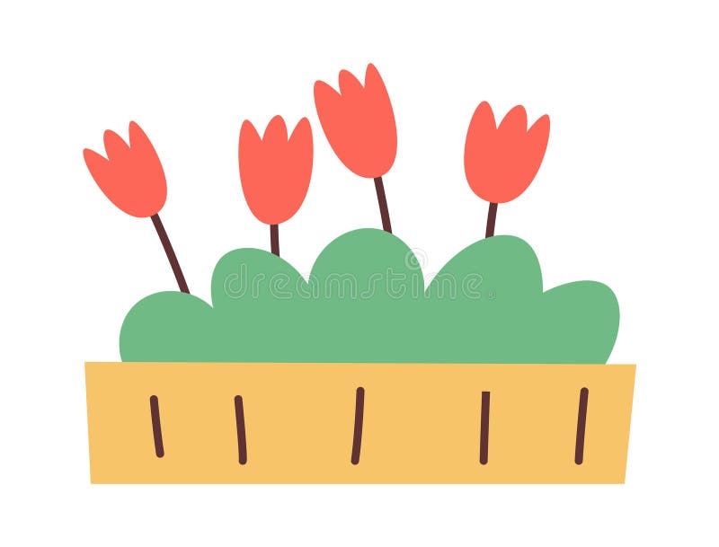 Tulips Flower Bed stock vector. Illustration of gardening - 280935980