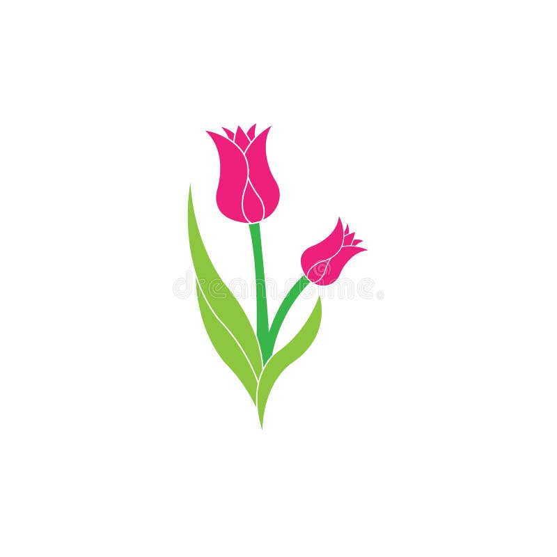 Tulips Icon Logo Vector Design Template Stock Vector - Illustration of ...