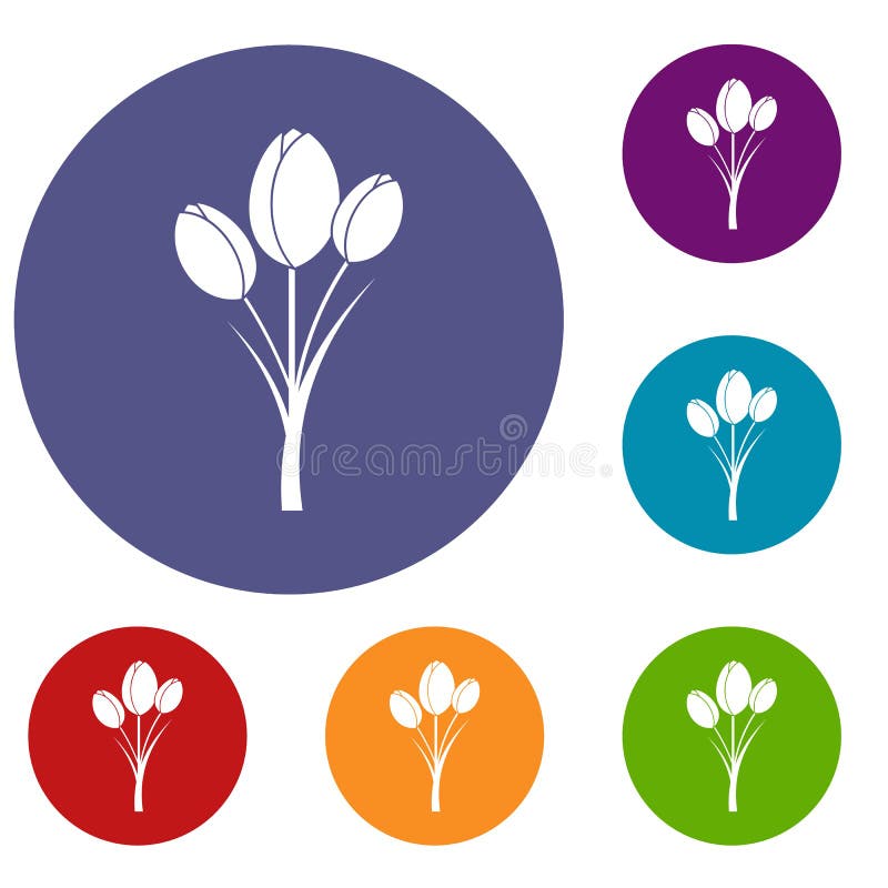 Tulips Icons or Sign Isolated on White Background. Spring Flowers ...