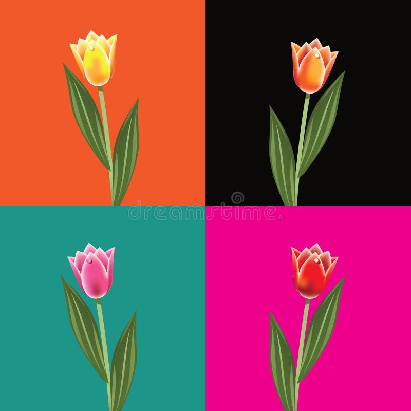 Tulips in pop art style stock vector. Illustration of beautiful - 66569870