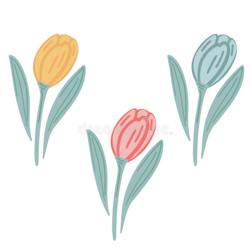 Tulips Springtime Flat Design Set Stock Vector - Illustration of ...