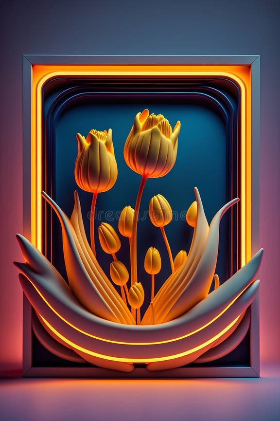 Tulips in a Square Frame. 3d Rendering, 3d Illustration Stock ...