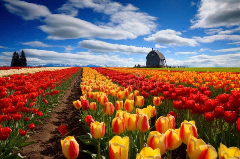 Tulips Summer Field Bloom. Generate Ai Stock Illustration ...