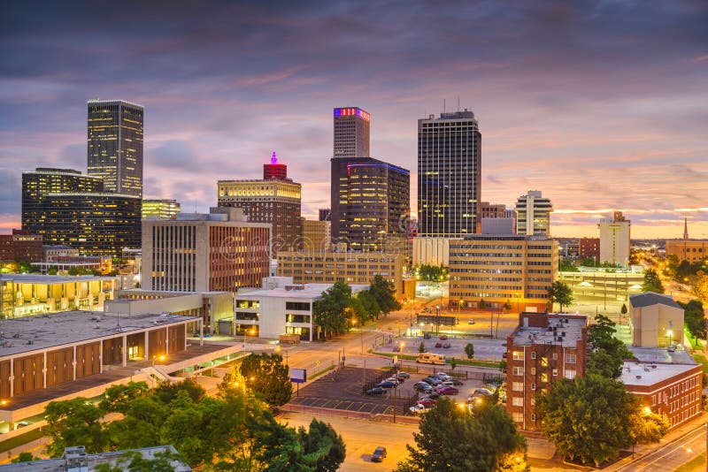 Tulsa, Oklahoma, USA Skyline Stock Photo - Image of america, evening ...