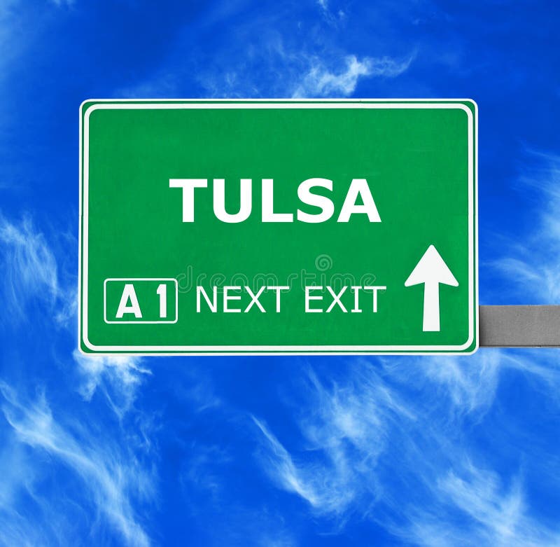 TULSA Road Sign Against Clear Blue Sky Stock Image - Image of green ...