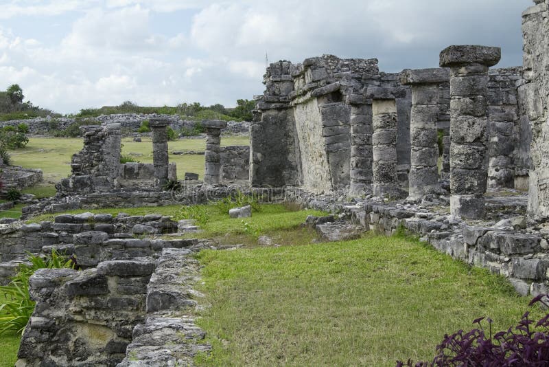 Tulum House of Columns East Terrace Stock Photo - Image of civilization ...