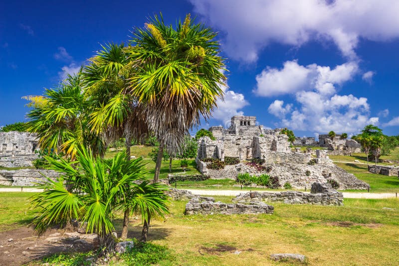 Tulum Maya ruins, Mexico stock image. Image of basin - 16516681