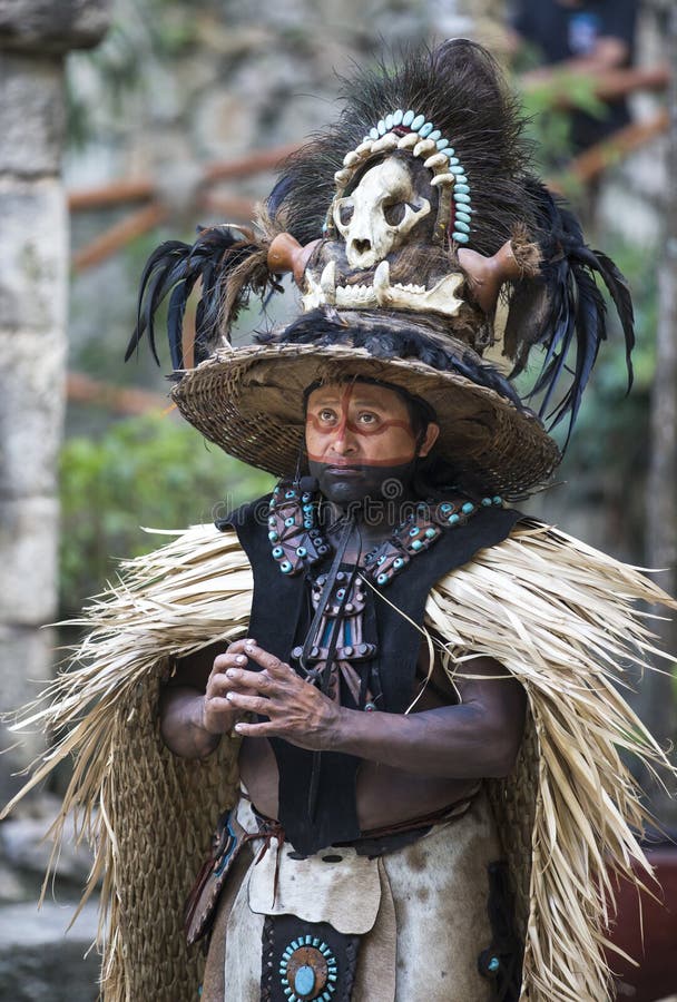 Man in Maya Indian Costume in Tulum, Mexico Editorial Stock Image ...