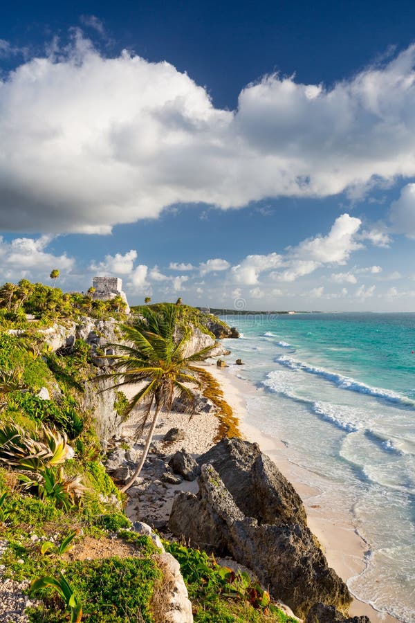 Tulum, Mexico. stock photo. Image of mayan, ruins, background - 90474550