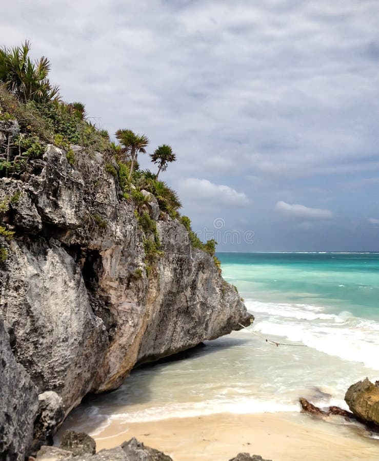 Tulum Rocks on the Ocean, Mexico Stock Photo - Image of ocean ...