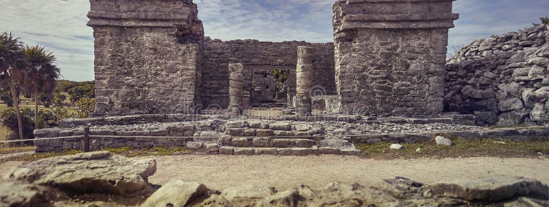Tulum ruins banner image stock image. Image of culture - 224720563