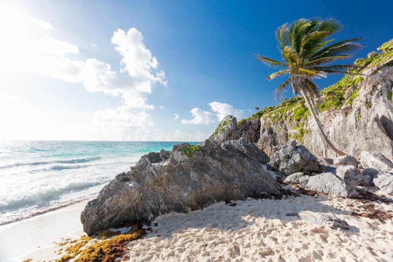 Tulum-Strand Vom Boot, Mexiko, Yucatan-Halbinsel Stockfoto - Bild von ...