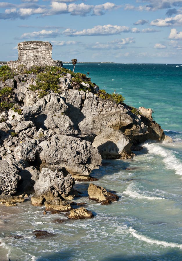 Tulum temple stock photo. Image of rocks, historic, cliff - 19556166