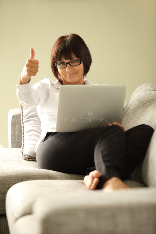 Tumb up stock image. Image of laptop, carefree, brown - 27897845