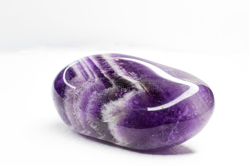 Tumbled Smooth Purple and White Chevron Amethyst Crystal Stock Photo ...