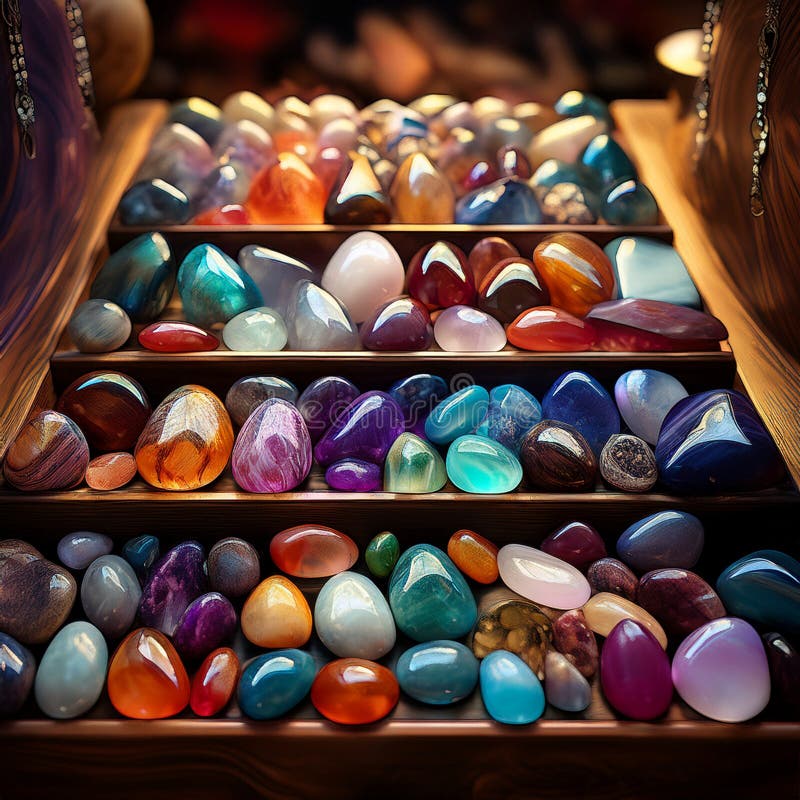 Tumbled Stones in a Display Stock Illustration - Illustration of ...