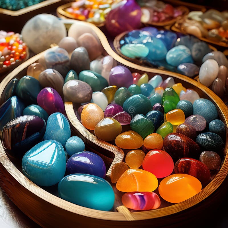 Tumbled Stones in a Display Stock Illustration - Illustration of ...