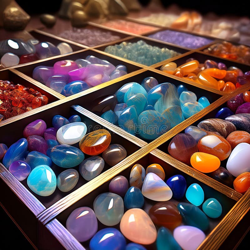 Tumbled Stones in a Display Stock Image - Illustration of precious ...