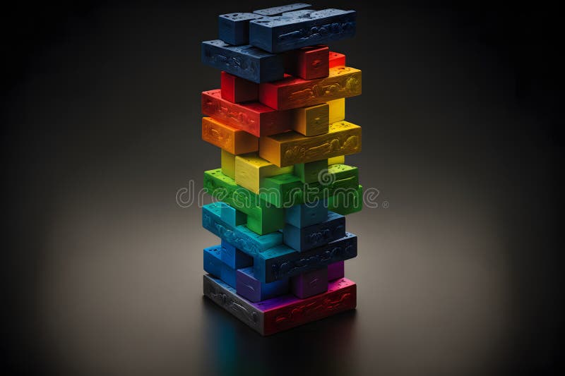 Tumbling Tower Created with Generative AI Technology Stock Illustration ...