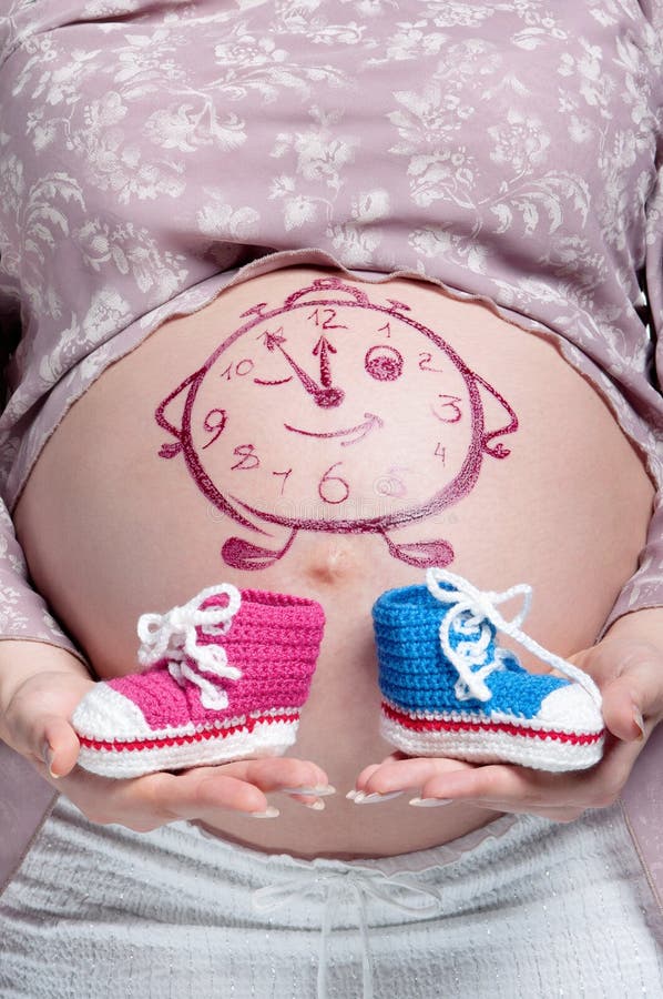 Tummy with drawing stock photo. Image of mommy, anticipation - 20866066