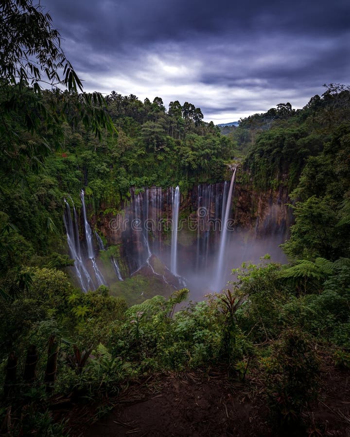 Tumpak Sewu Waterfall stock image. Image of tumpak, lumajang - 333570635