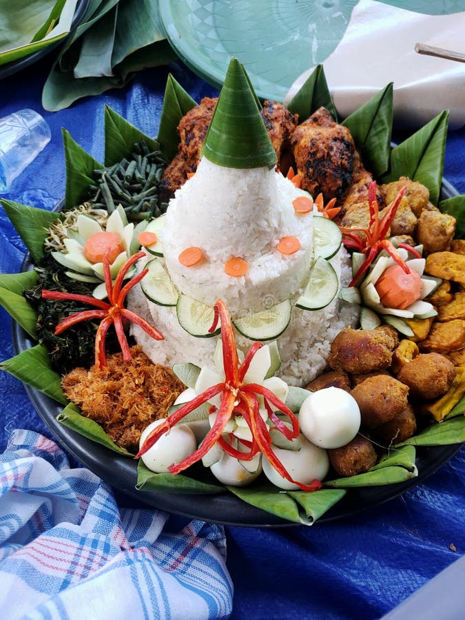 Tumpeng Rice for Alms To the Earth Stock Photo - Image of produce ...