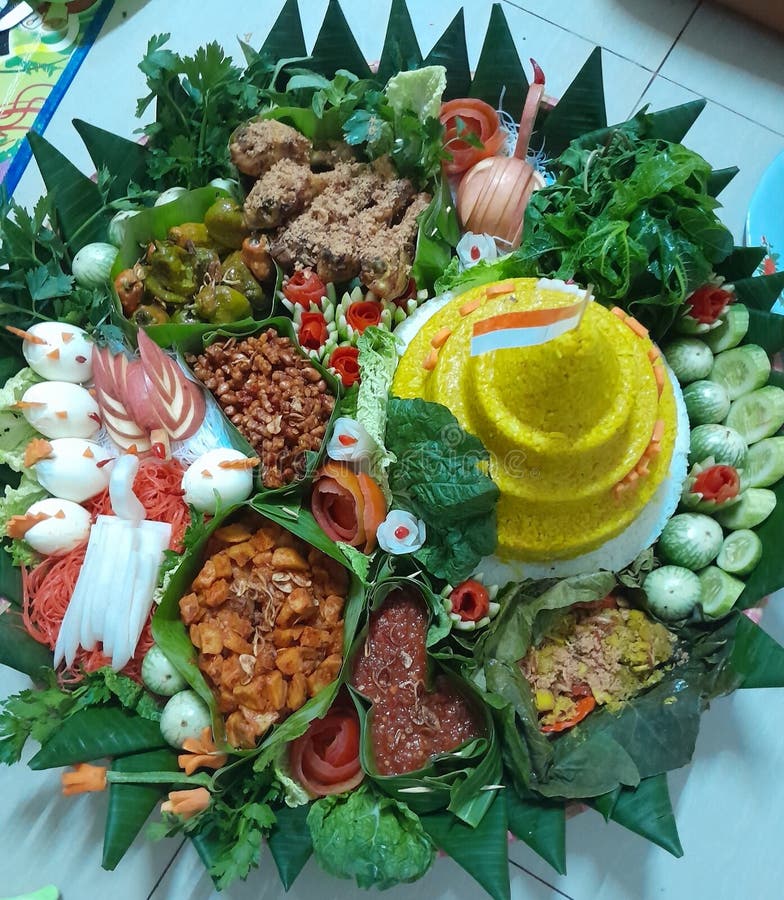 Tumpeng Rice, a Typical Indonesian Food, is Delicious Stock Image ...