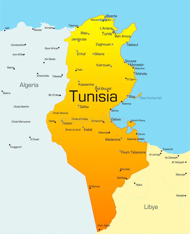 Mapa de Tunísia ilustração do vetor. Ilustração de tunisiano - 18602294