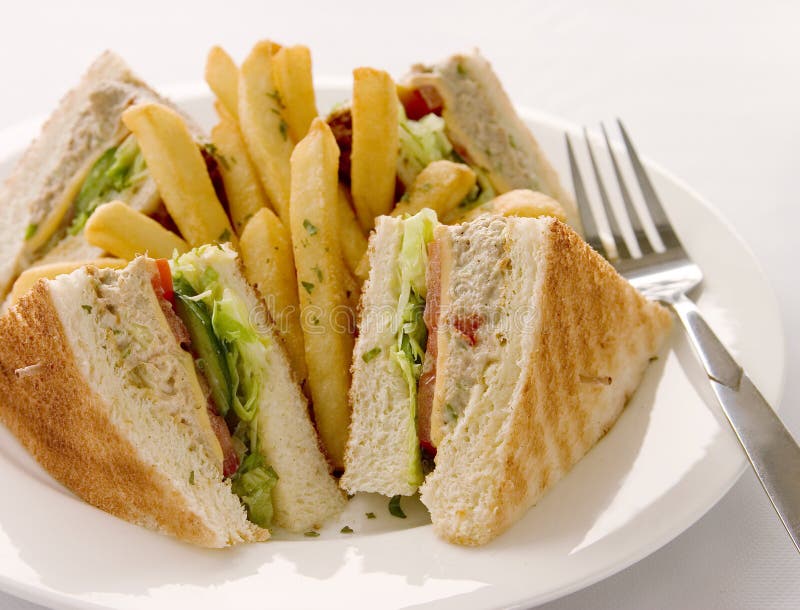 Tuna club sandwich stock photo. Image of pickle, edible - 1711828