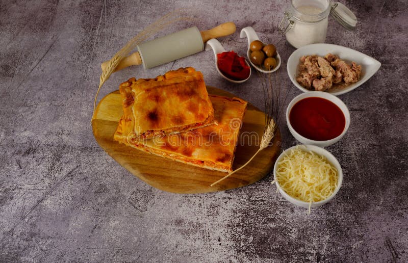 Tuna Empanada with All Ingredients on the Side Stock Image - Image of ...