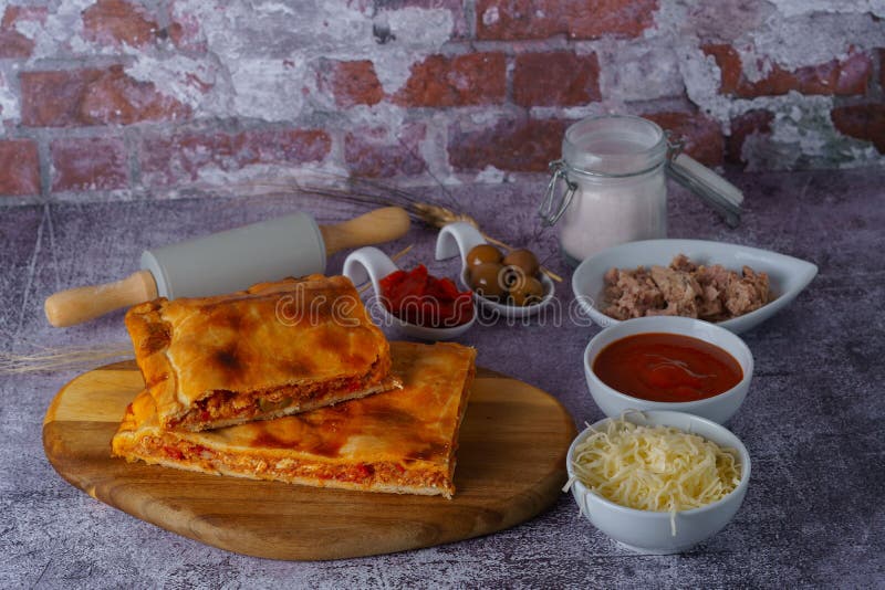 Tuna Empanada with All Ingredients on the Side Stock Image - Image of ...