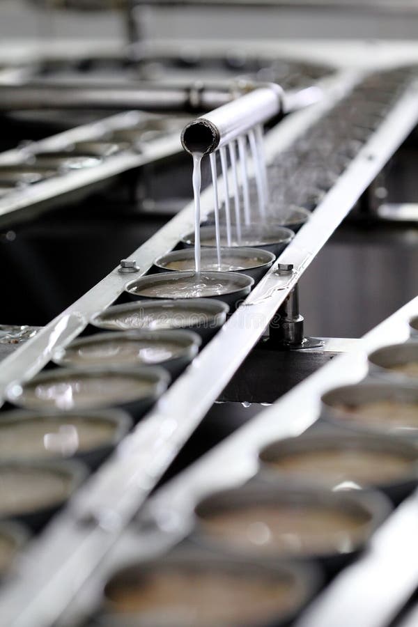 Tuna Fish in Can Processing in Manufactory Stock Photo - Image of open ...