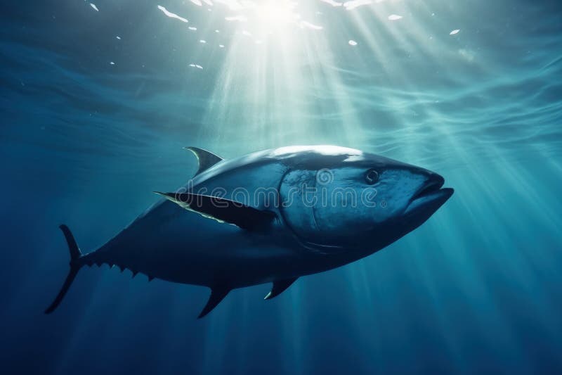 Tuna Fish in Clear Blue Ocean Water Generative Ai Stock Illustration ...