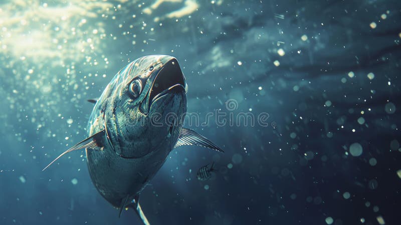 Powerful Tuna Underwater Ocean Wildlife Scene Photo Sea Big Sun Fish ...