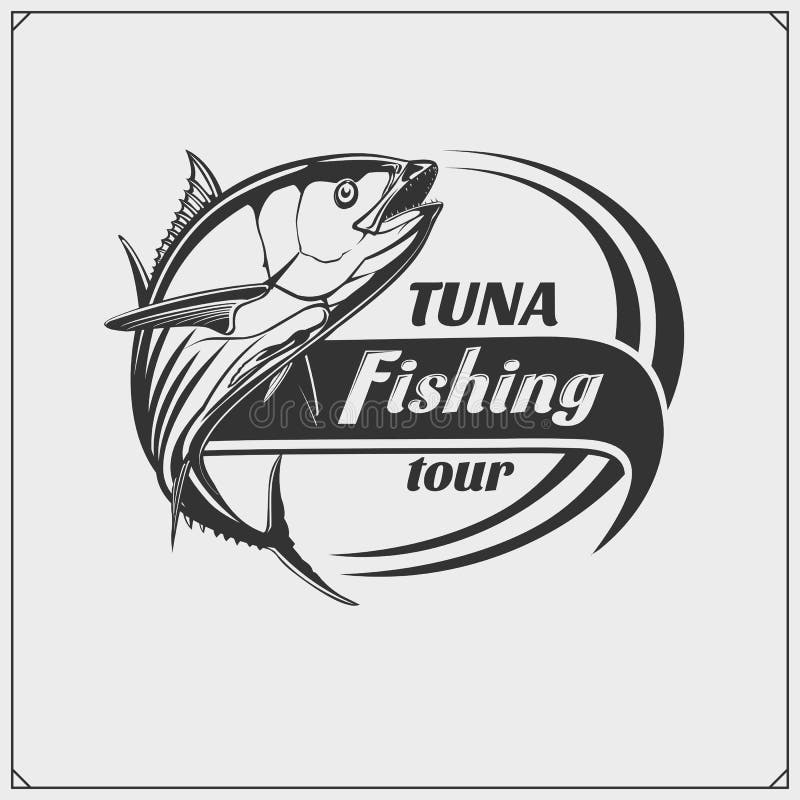 Tuna Fishing Labels, Badges, Emblems and Design Elements. Stock Vector ...