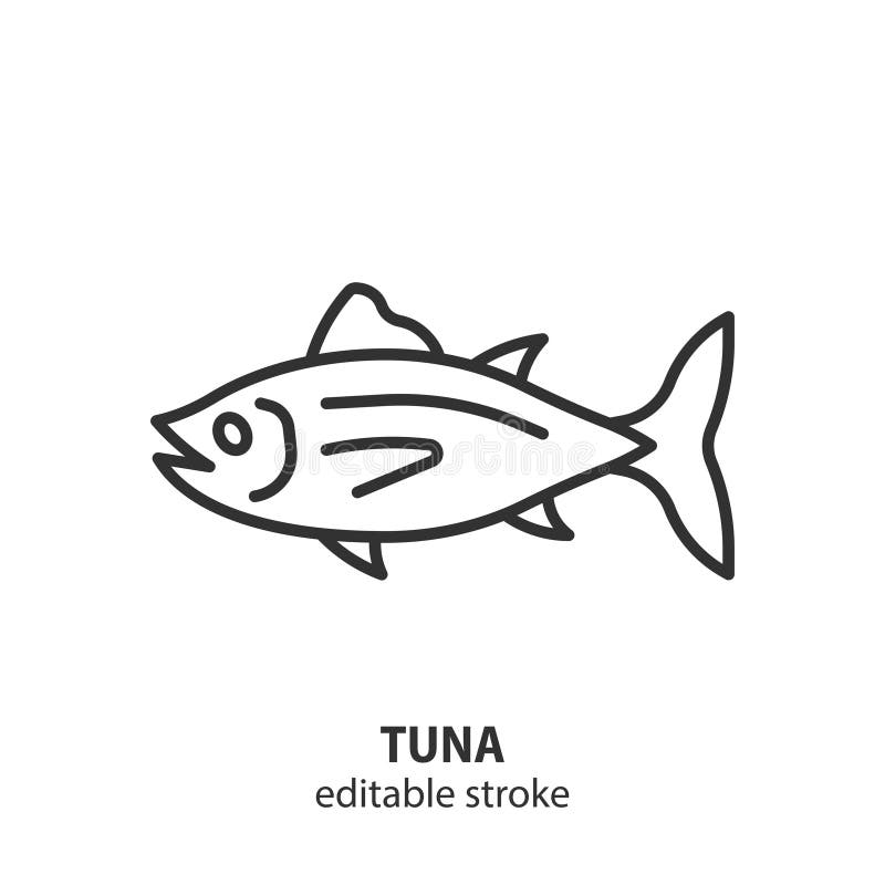 Tuna Line Icon. Fish Vector Outline Symbol. Seafood Linear Illustration ...