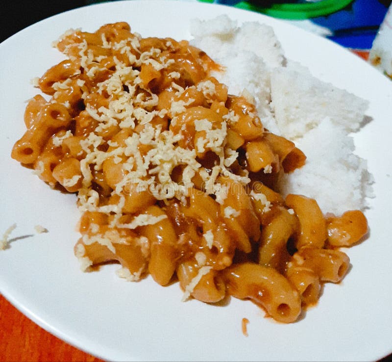 Tuna Macaroni Topped with Cheese Pair with Corn Rice. Stock Image ...