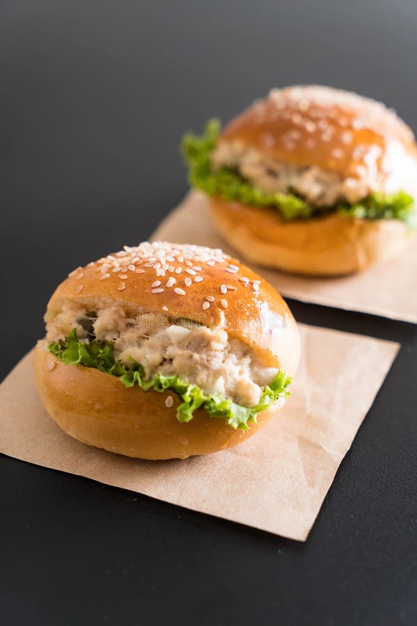 Tuna mini burger stock photo. Image of home, bread, gourmet - 109721960
