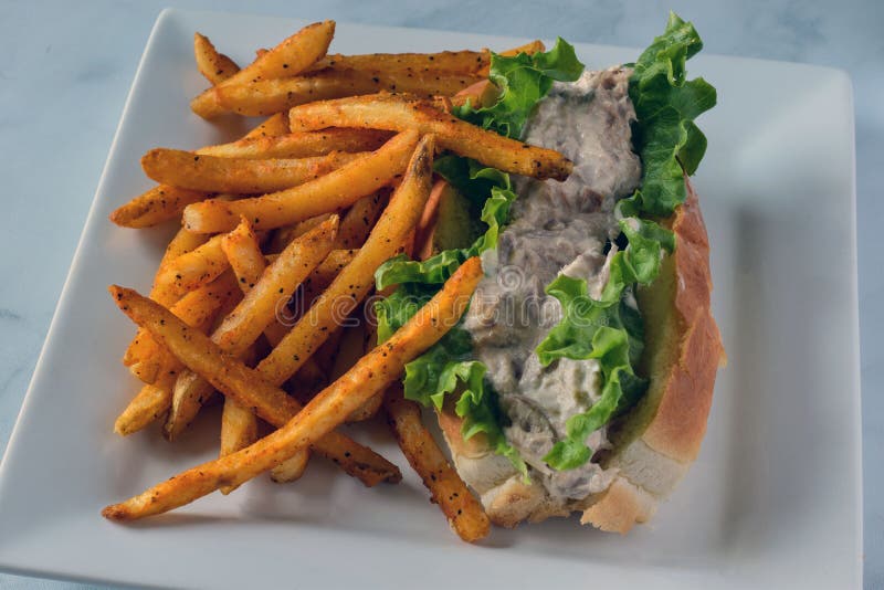 Tuna Roll with a Side of Fries Stock Photo - Image of french, side ...
