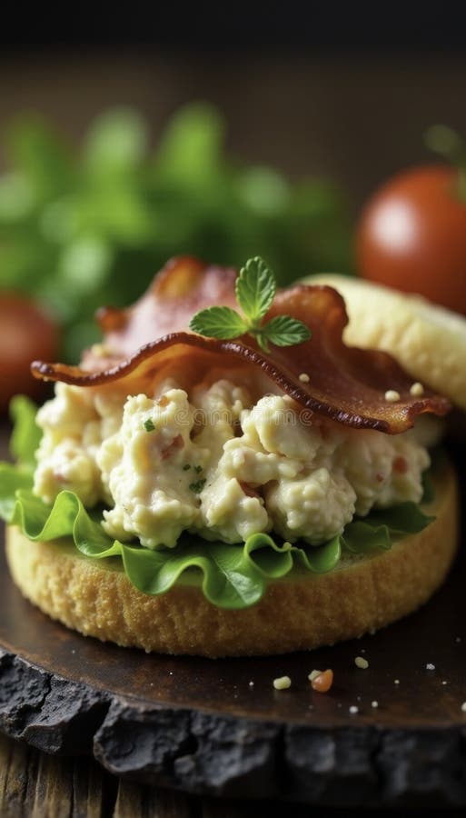 Tuna Salad and Crispy Bacon on Top of a Toasted Danish Bread, Lunch ...
