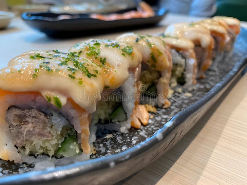 Tuna Salad Crispy Mentai Sushi Tei Stock Image - Image of food, salad ...