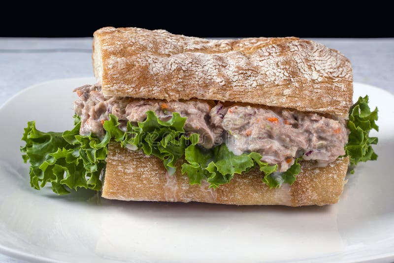 Tuna Salad on Lettuce on Ciabatta Stock Image - Image of carrots ...