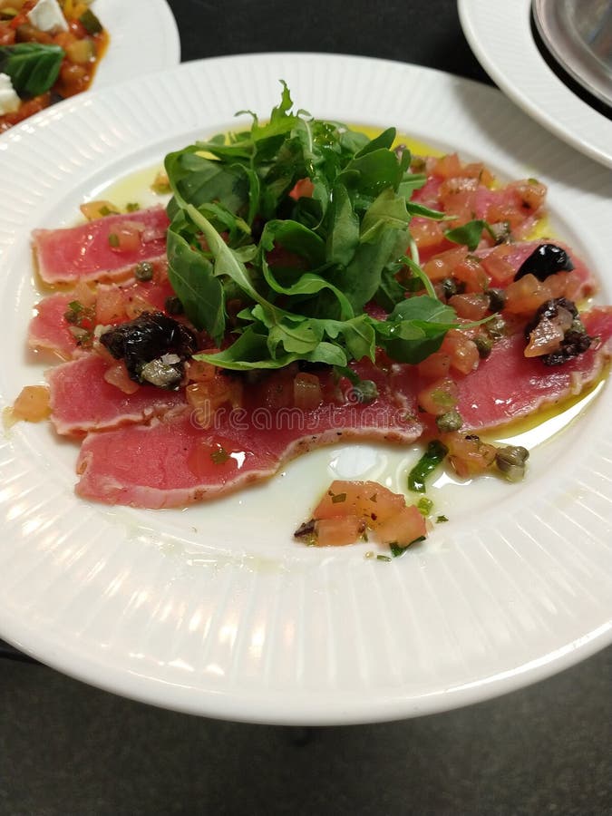 Tuna Salad Rocket Starter White Stock Photo - Image of white, starter ...