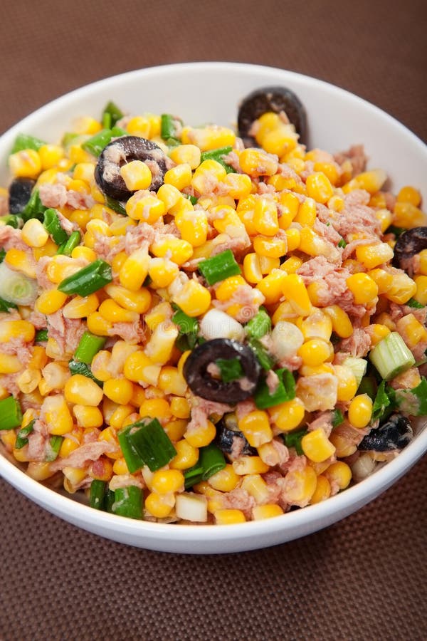 Tuna salad with sweet corn stock image. Image of food - 48896449