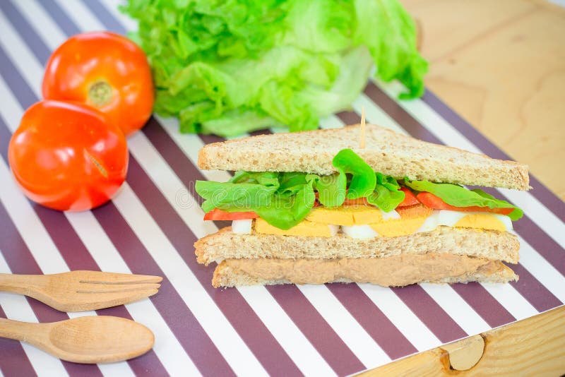 Tuna sandwich on the mat stock image. Image of table - 139794693