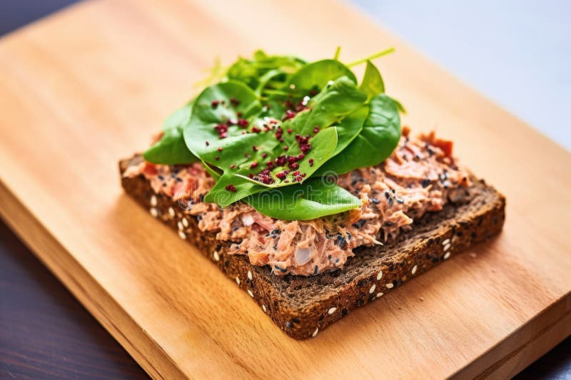 Tuna Sandwich on Rye Bread with Lettuce, Viewed from Above Stock ...