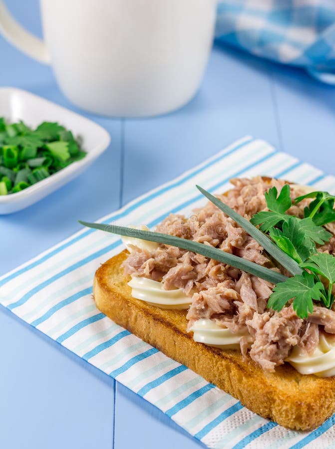 Tuna Sandwich on Toasted Bread Stock Photo - Image of toast, chopped ...