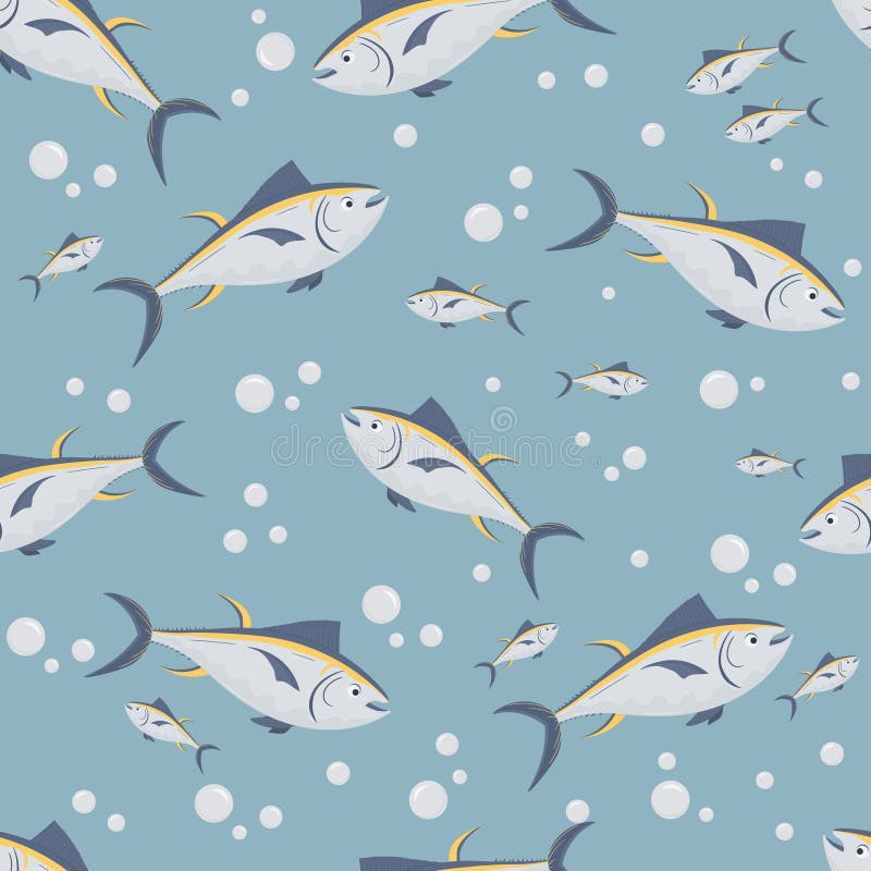 Tuna Seamless Pattern with Bobbles for Baby Background or Wrapping ...