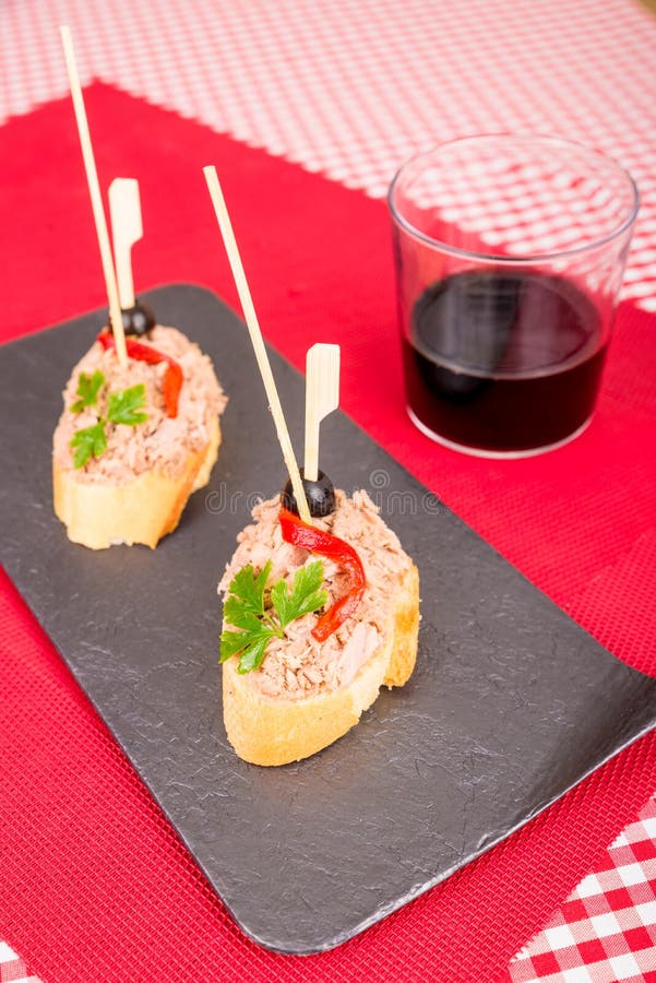 Tuna tapa stock photo. Image of serving, vegetables, tapas - 82740718
